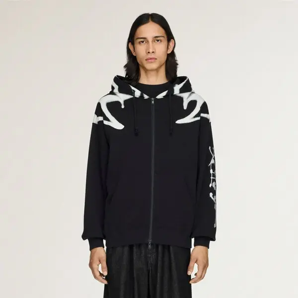Adidas Y-3 Chito Graphic French Terry Zipper Hoodie - Black