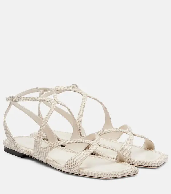 JIMMY CHOO Ayla Snake-effect Leather Sandals - Beige