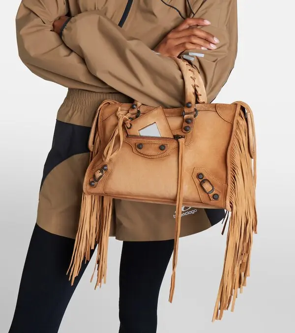 Balenciaga Le City Small Suede Top-handle Bag - Beige