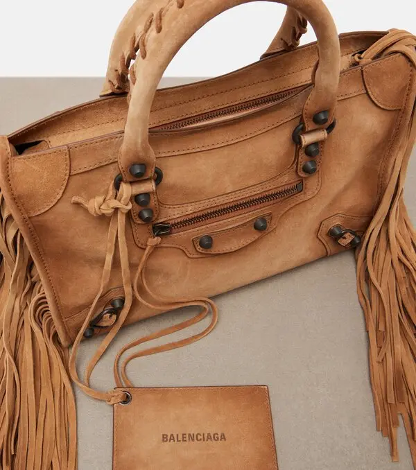 Balenciaga Le City Small Suede Top-handle Bag - Beige