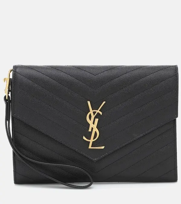 Saint Laurent Cassandre Matelassé Leather Clutch - Black