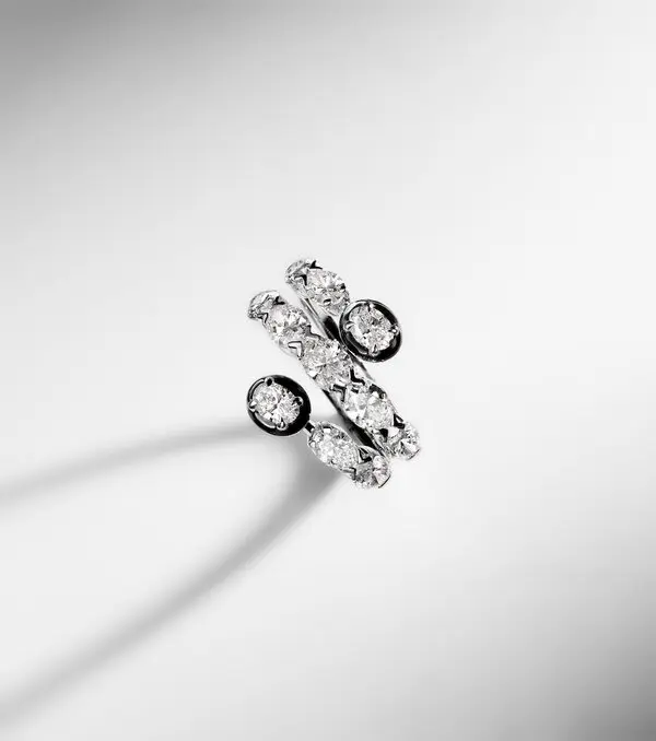 KAMYEN 18kt White Gold And Enamel Ring With Diamonds