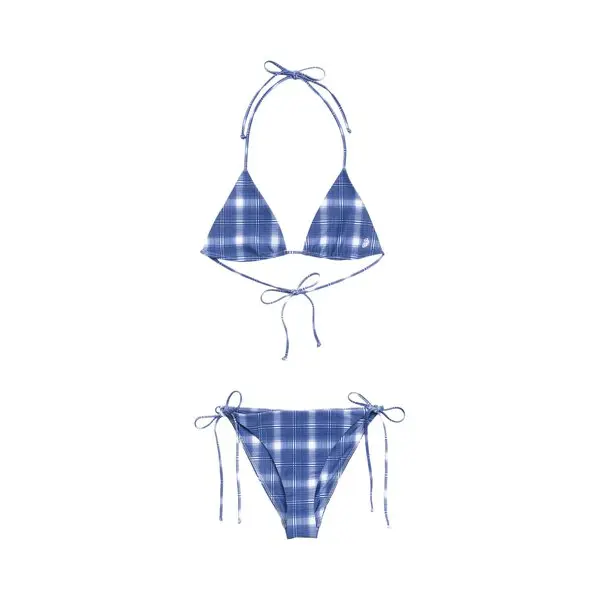 StÜssy Triangle Bikini Top 'navy Plaid - Blue
