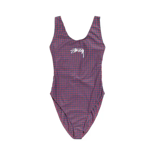 StÜssy Surf Stock One Piece Swimsuit 'plaid - Red