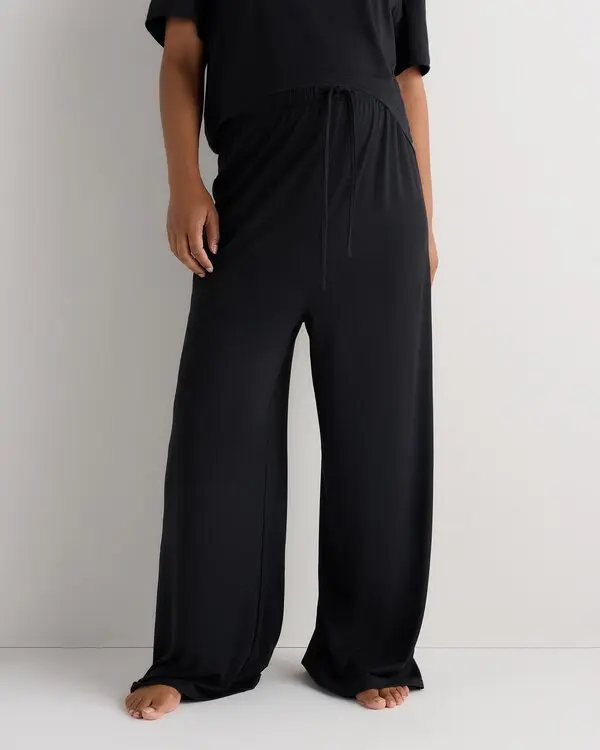 Quince Smooth Stretch Maternity Wide Leg Lounge Pants - Bold Black