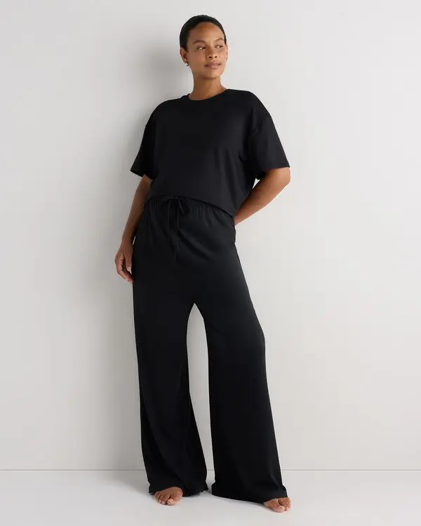 Quince Smooth Stretch Maternity Wide Leg Lounge Pants - Bold Black
