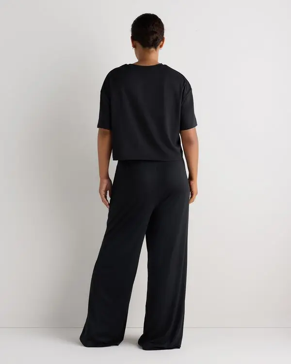 Quince Smooth Stretch Maternity Wide Leg Lounge Pants - Bold Black