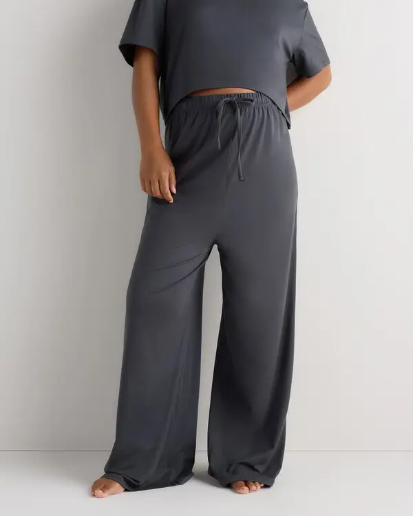 Quince Smooth Stretch Maternity Wide Leg Lounge Pants - Dark Coal