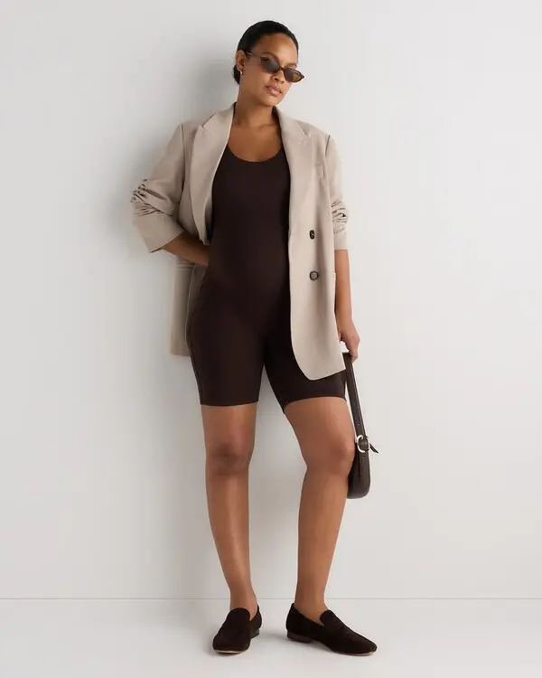 Quince Smooth Stretch Maternity Romper - Espresso