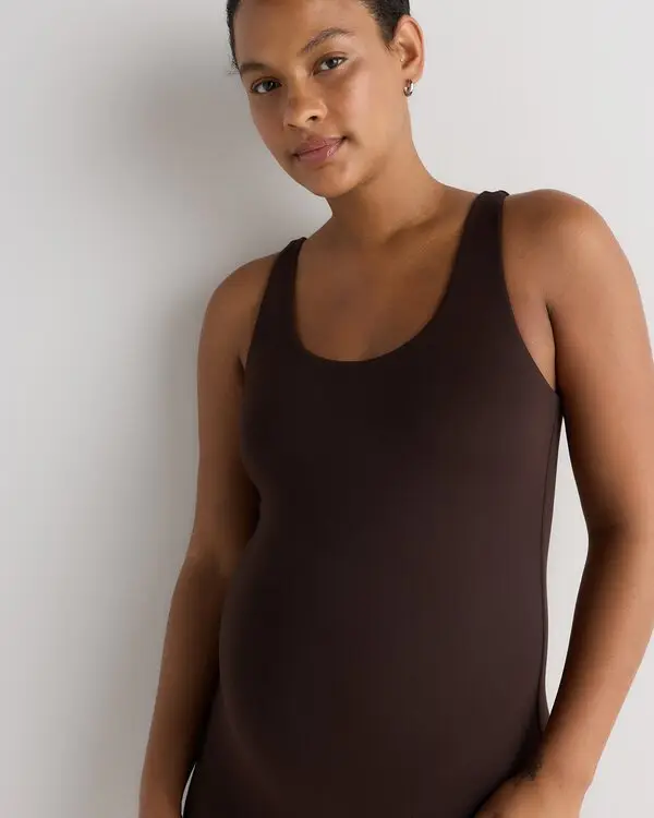 Quince Smooth Stretch Maternity Romper - Espresso