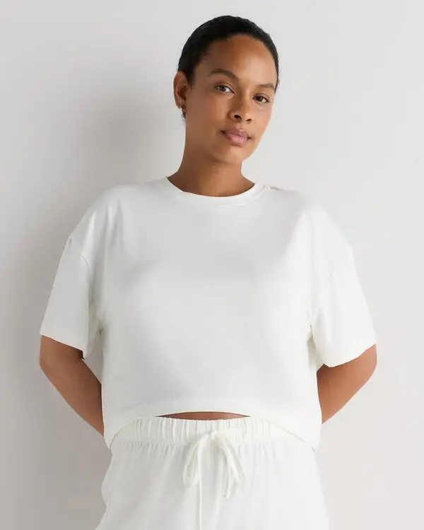 Quince Smooth Stretch Maternity Cropped Lounge T-shirt - Ivory