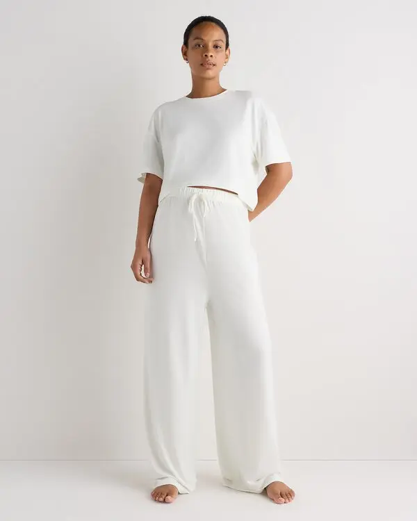 Quince Smooth Stretch Maternity Cropped Lounge T-shirt - Ivory