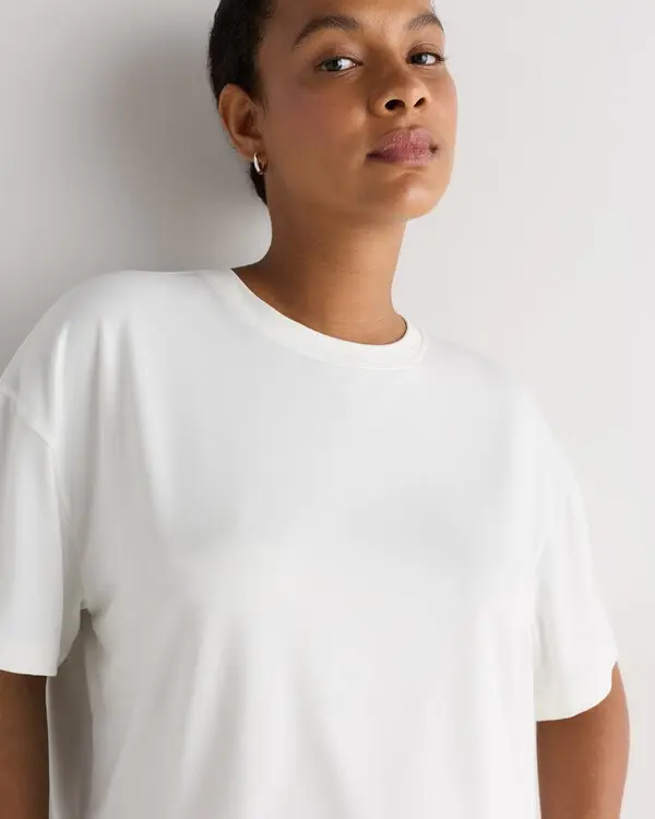 Quince Smooth Stretch Maternity Cropped Lounge T-shirt - Ivory