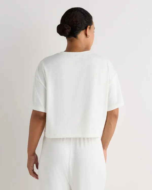 Quince Smooth Stretch Maternity Cropped Lounge T-shirt - Ivory