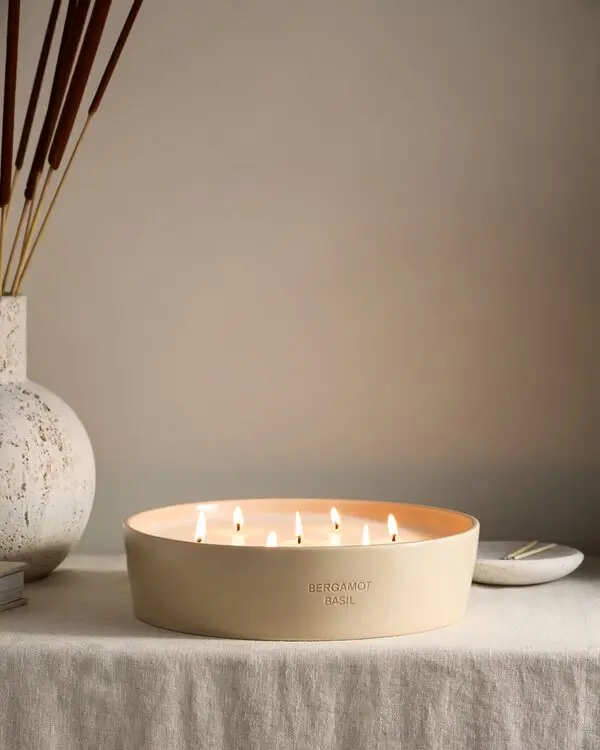 Quince Bergamot Basil 7-wick Luxury Candle, Plant-based Wax