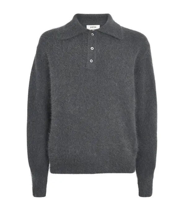 SYSTEM Wool Long-sleeve Polo Shirt