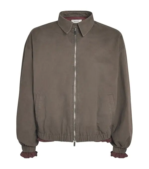 SYSTEM Cotton Check-lining Bomber Jacket - Brown