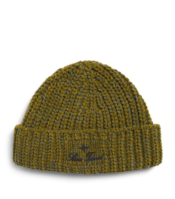 Stone Island Cotton Logo Beanie - Green
