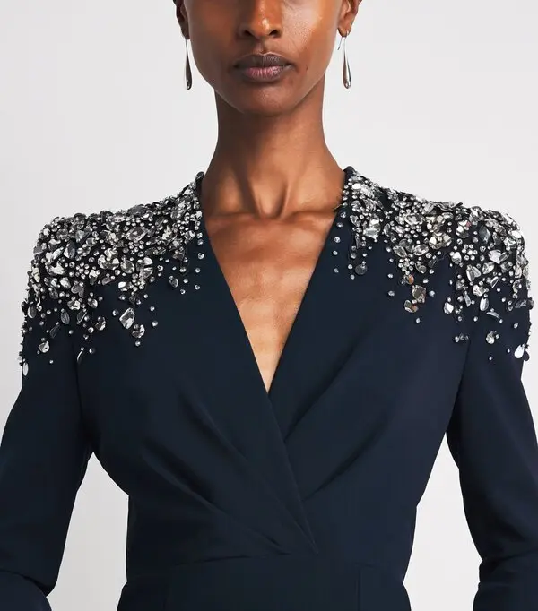 Jenny Packham Embellished Quicksilver Maxi Dress