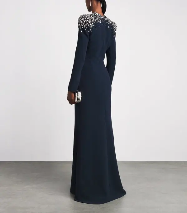 Jenny Packham Embellished Quicksilver Maxi Dress