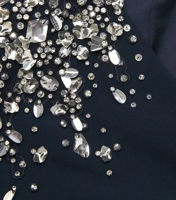 Jenny Packham Embellished Quicksilver Maxi Dress