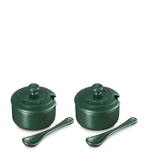 LE CREUSET Stoneware Serenity Condiment Pots With Spoons