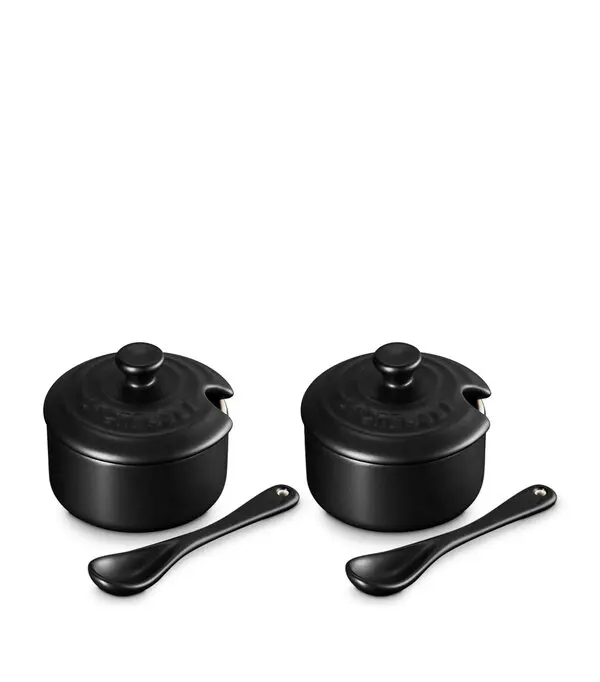 LE CREUSET Stoneware Serenity Condiment Pots With Spoons
