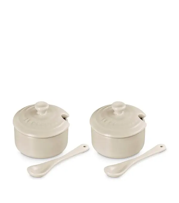 LE CREUSET Stoneware Serenity Condiment Pots With Spoons