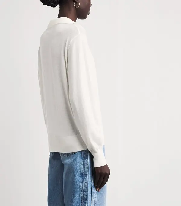 Claudie Pierlot Embroidered Flower Polo Sweater