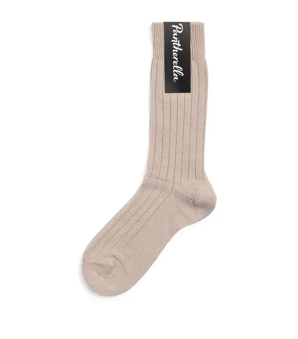 Pantherella Cashmere-blend Waddington Crew Socks - Beige