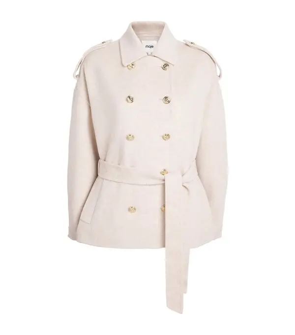 Maje Wool-blend Double-face Belted Jacket