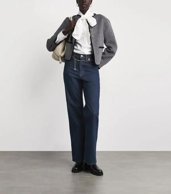 Maje Chain Belt Wide-leg Jeans