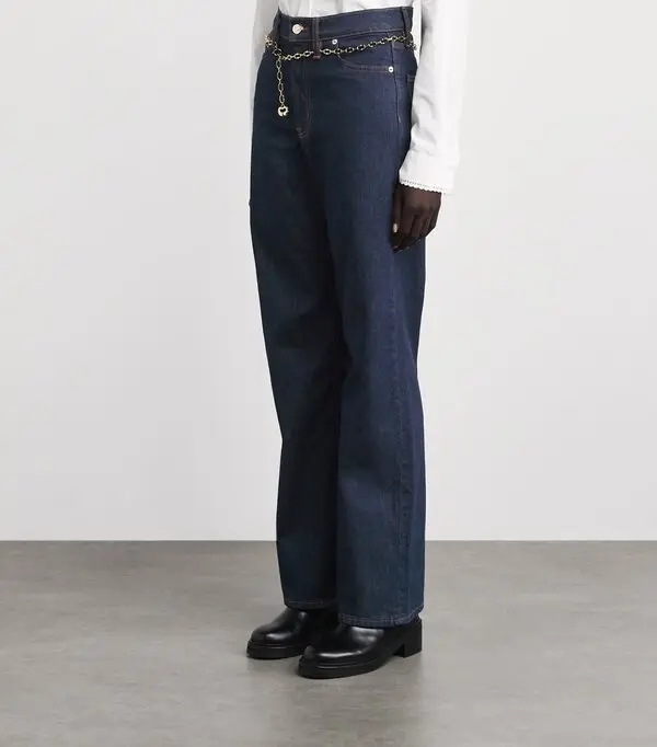 Maje Chain Belt Wide-leg Jeans