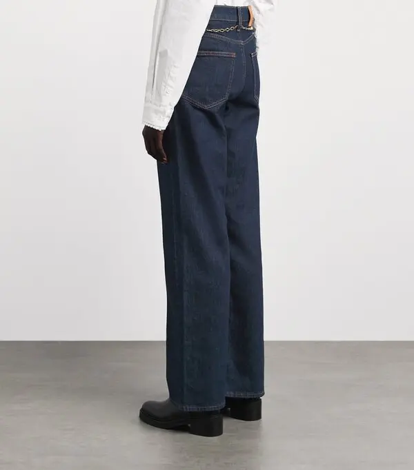 Maje Chain Belt Wide-leg Jeans