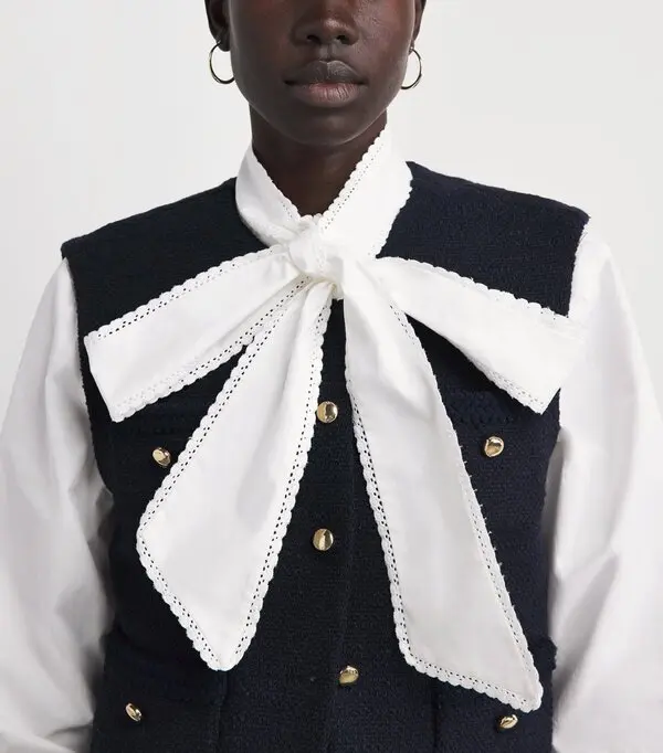 Maje Cotton Pussy Bow Shirt