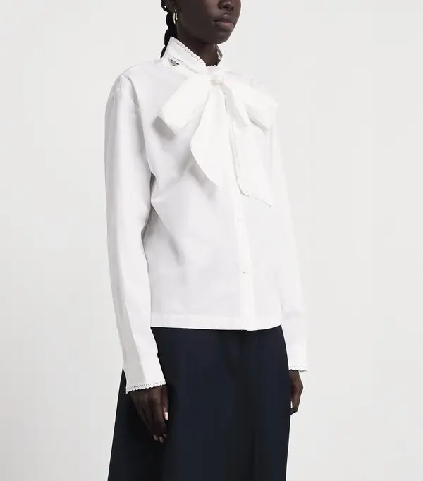 Maje Cotton Pussy Bow Shirt