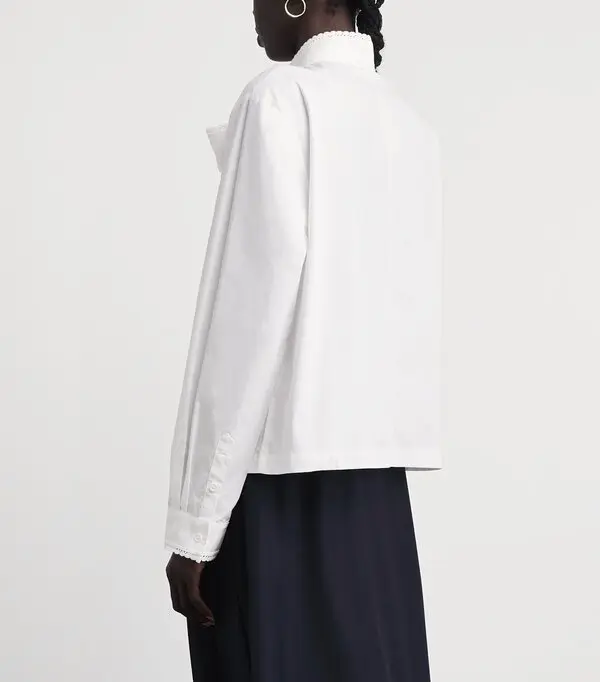 Maje Cotton Pussy Bow Shirt