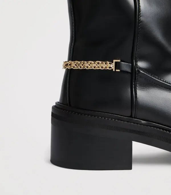 Maje Leather Embellished Knee Boots