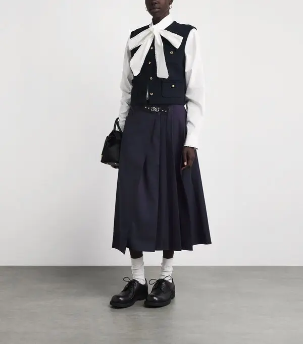 Maje Wool-blend Pleated Midi Skirt