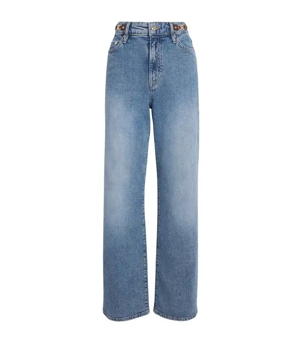 Maje Leather Buckle Wide-leg Jeans