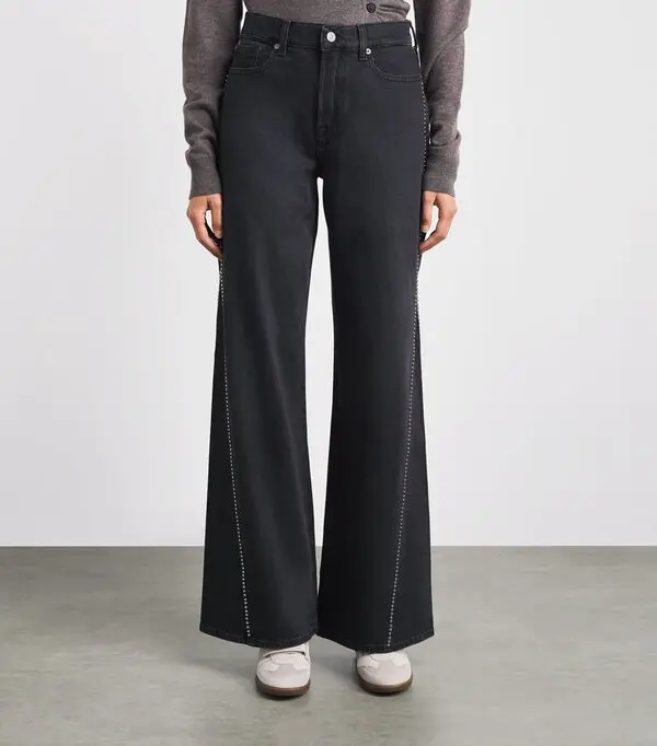 7 For All Mankind Stud Lotta High-rise Wide-leg Jeans