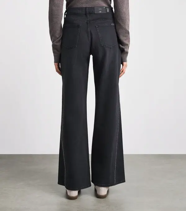 7 For All Mankind Stud Lotta High-rise Wide-leg Jeans