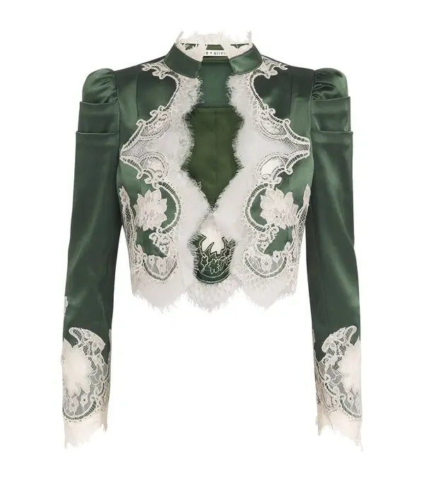 Alice + Olivia Lace-trim Thomasina Jacket - Green