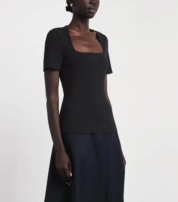 Maje Square-neck Ribbed Sweater - Black