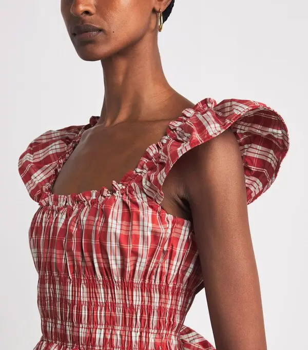 Faithfull The Brand Cotton Shirred Janne Top - Red
