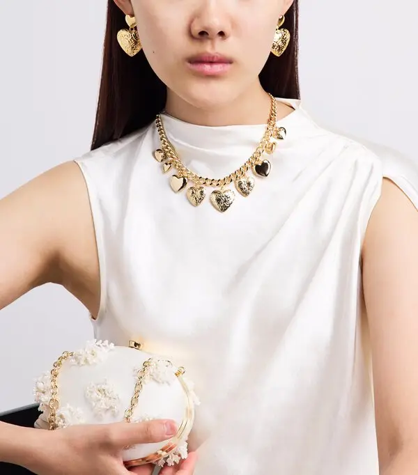 SELF-PORTRAIT Tone Double-heart Drop Earrings