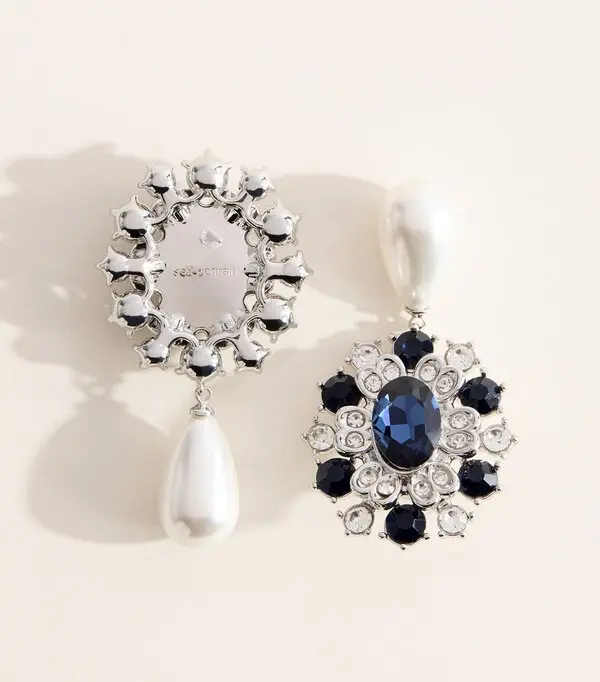 SELF-PORTRAIT Faux Pearl And Crystal Earrings