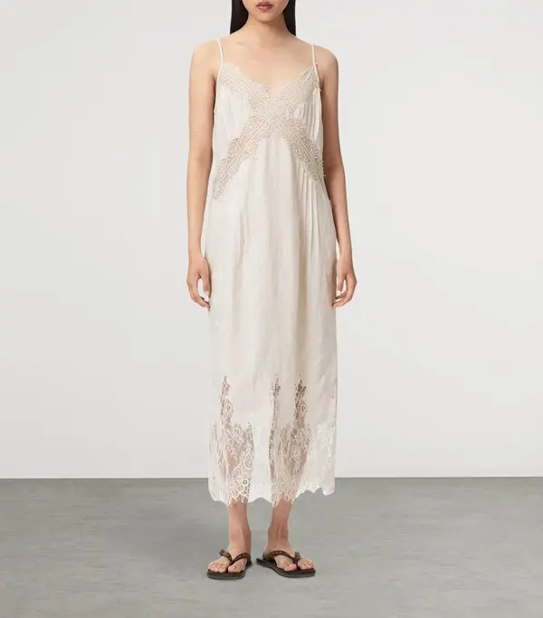 ALLSAINTS Linen And Lace Samia Midi Dress