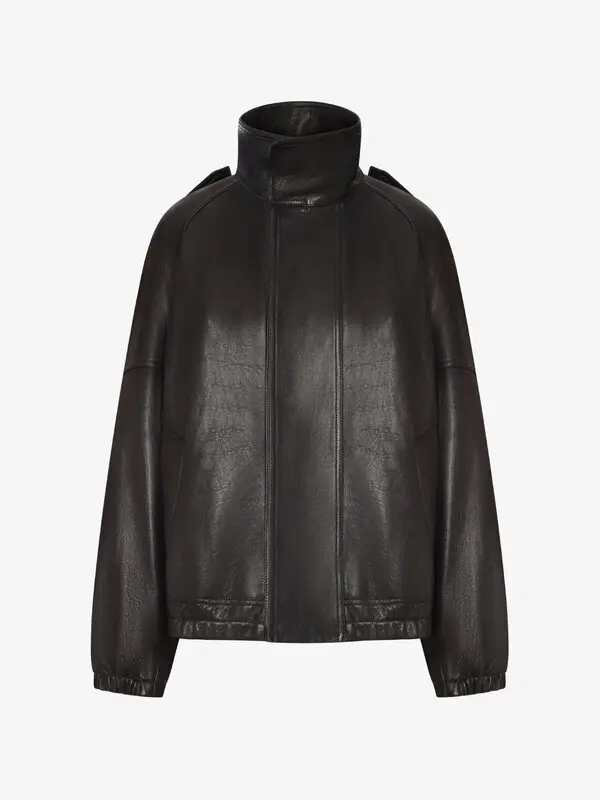 Saint Laurent High-collar Lamb Leather Jacket - Nero