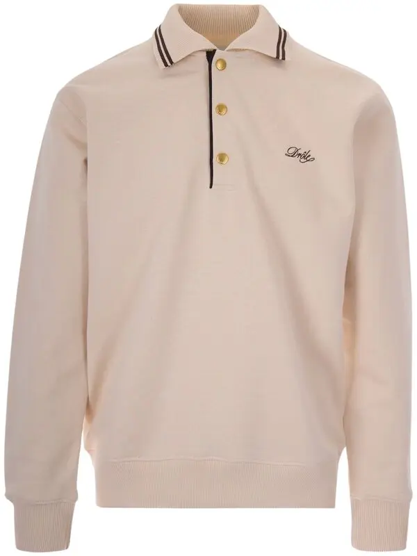 Drole De Monsieur 100% Cotton Polo Shirt - Beige